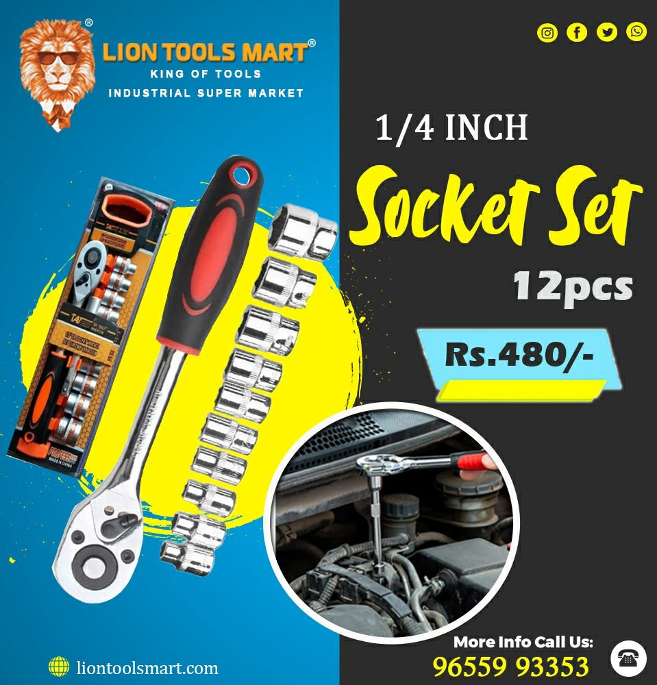 Buy 1/4 inch Socket Set -12pcs available in lion tools mart | Lion ...