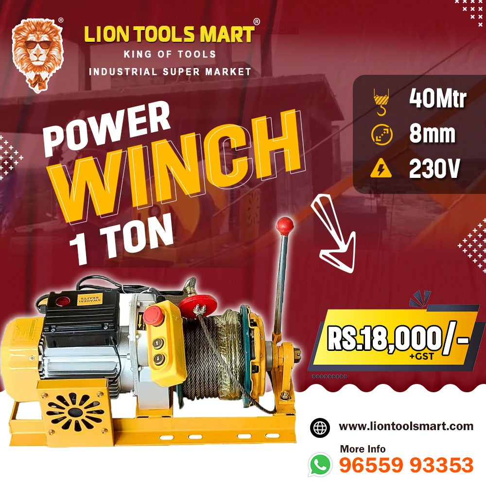 Buy 1 Ton Power Winch (40m Rope, 8mm) at Best Price at Online India ...