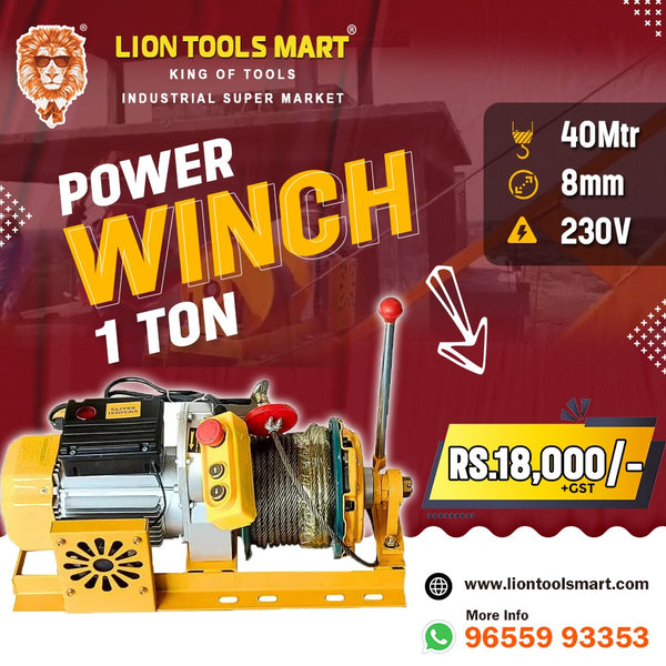 Buy 1 Ton Power Winch (40m Rope, 8mm) at Best Price at Online India ...