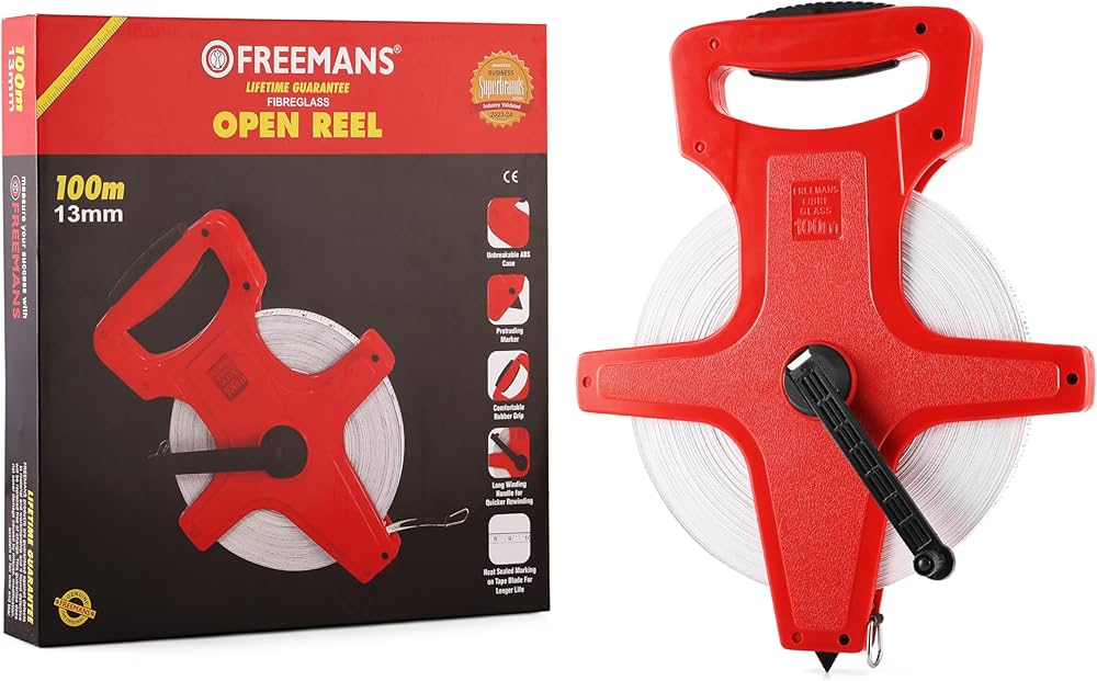 Freemans Fibre Glass 100M-Z Measuring Tape (Open Reel Design) for Mult ...