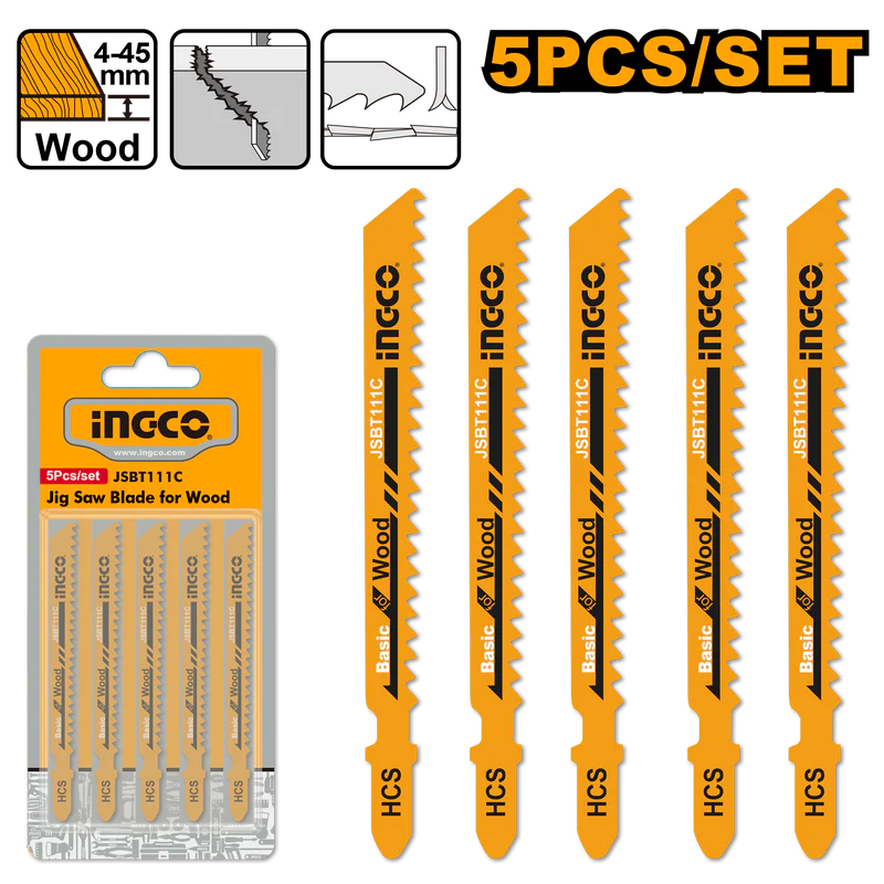 Ingco JSBT111C Jigsaw Blade for Wood (Set of 5Pcs) | Lion Tools Mart