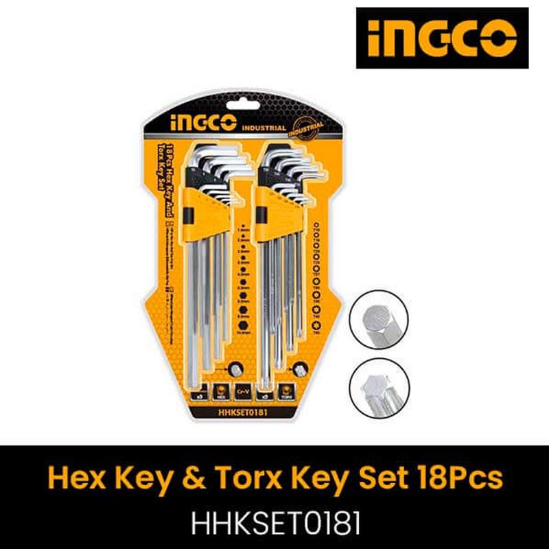 INGCO 18PCS HEX KEY AND TORX KEY SET HHKSET0181 | Lion Tools Mart